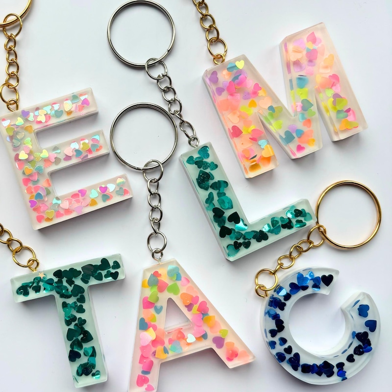 Initial Resin Cute Keychain - Etsy UK
