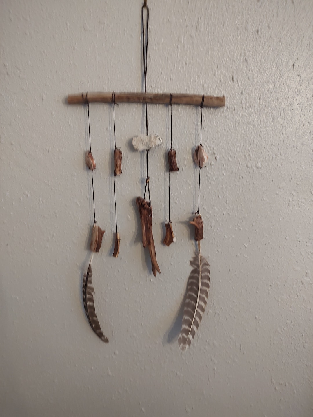 Deer Antler Bone Wind Chime With Coral and Wild Turkey Feathers. - Etsy