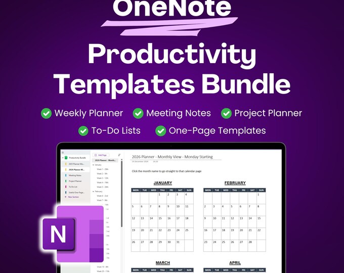 Onenote Productivity Templates Bundle | Onenote Digital Planner ...