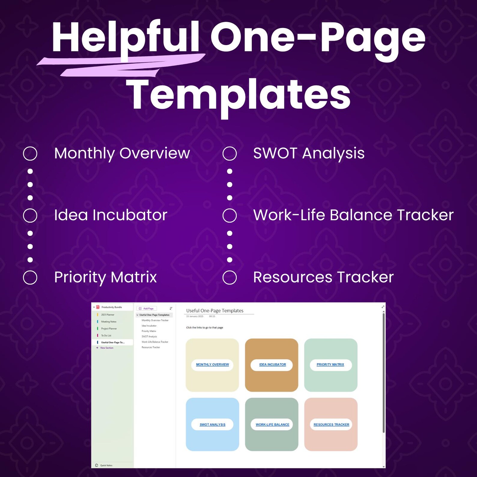 Onenote Productivity Templates Bundle | Onenote Planner | Onenote ...