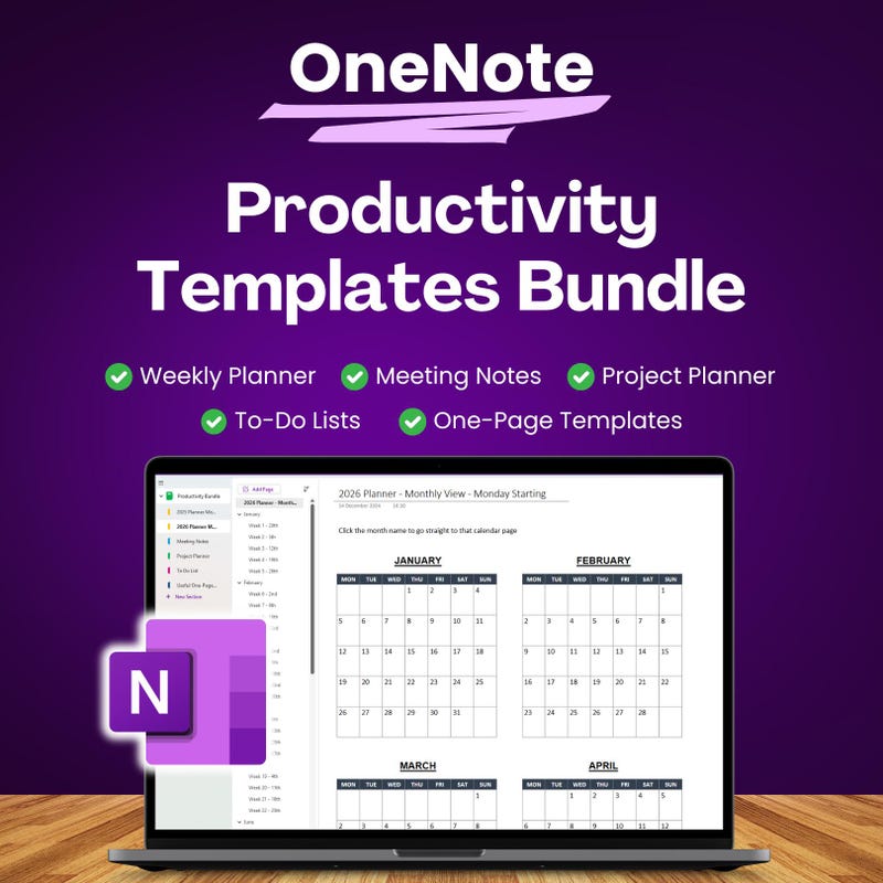 2026 Calendar Onenote Template - Etsy