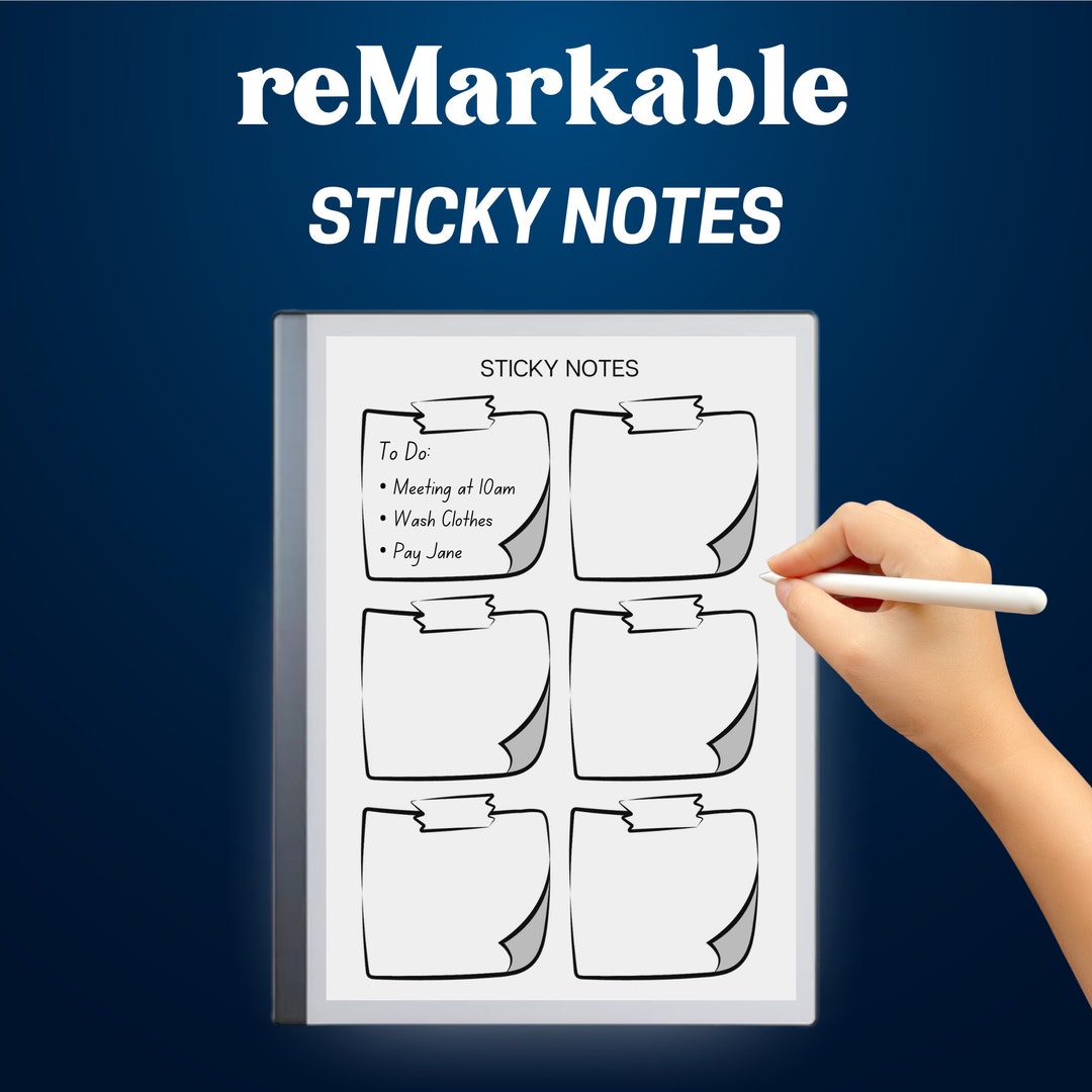 Remarkable 2 Templates Post It Remarkable Sticky Notes Digital Download ...