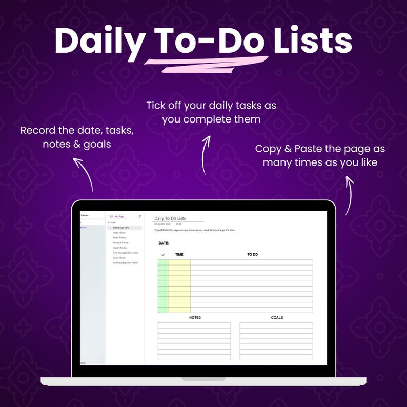 Onenote Daily Life Tracker Templates Bundle | To-do Lists, Sleep ...