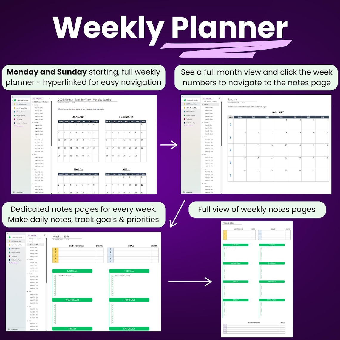 Onenote Productivity Templates Bundle | Onenote Digital Planner ...