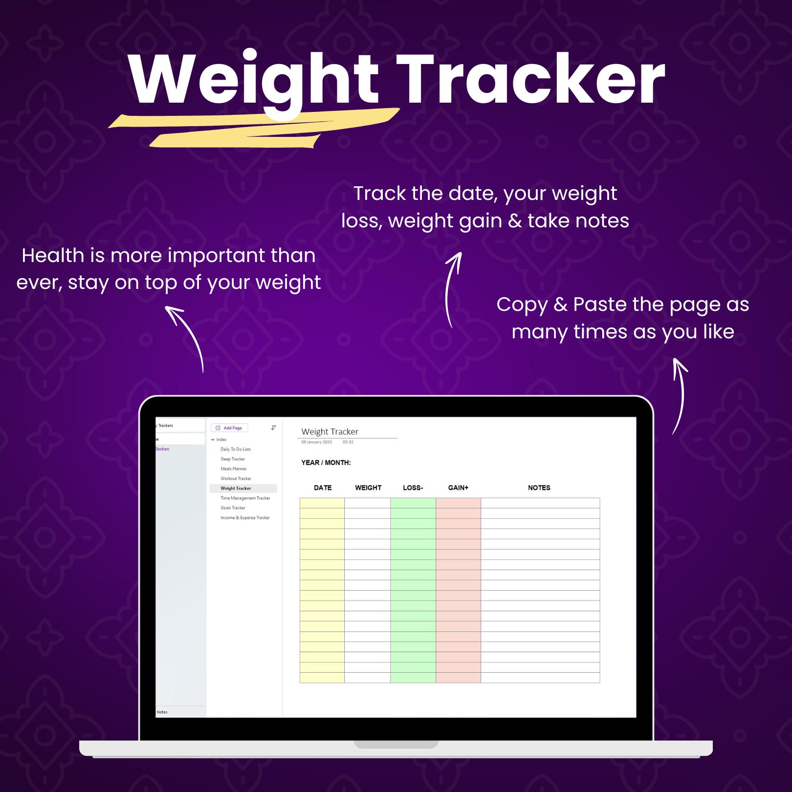 Onenote Daily Life Tracker Templates Bundle | To-do Lists, Sleep ...