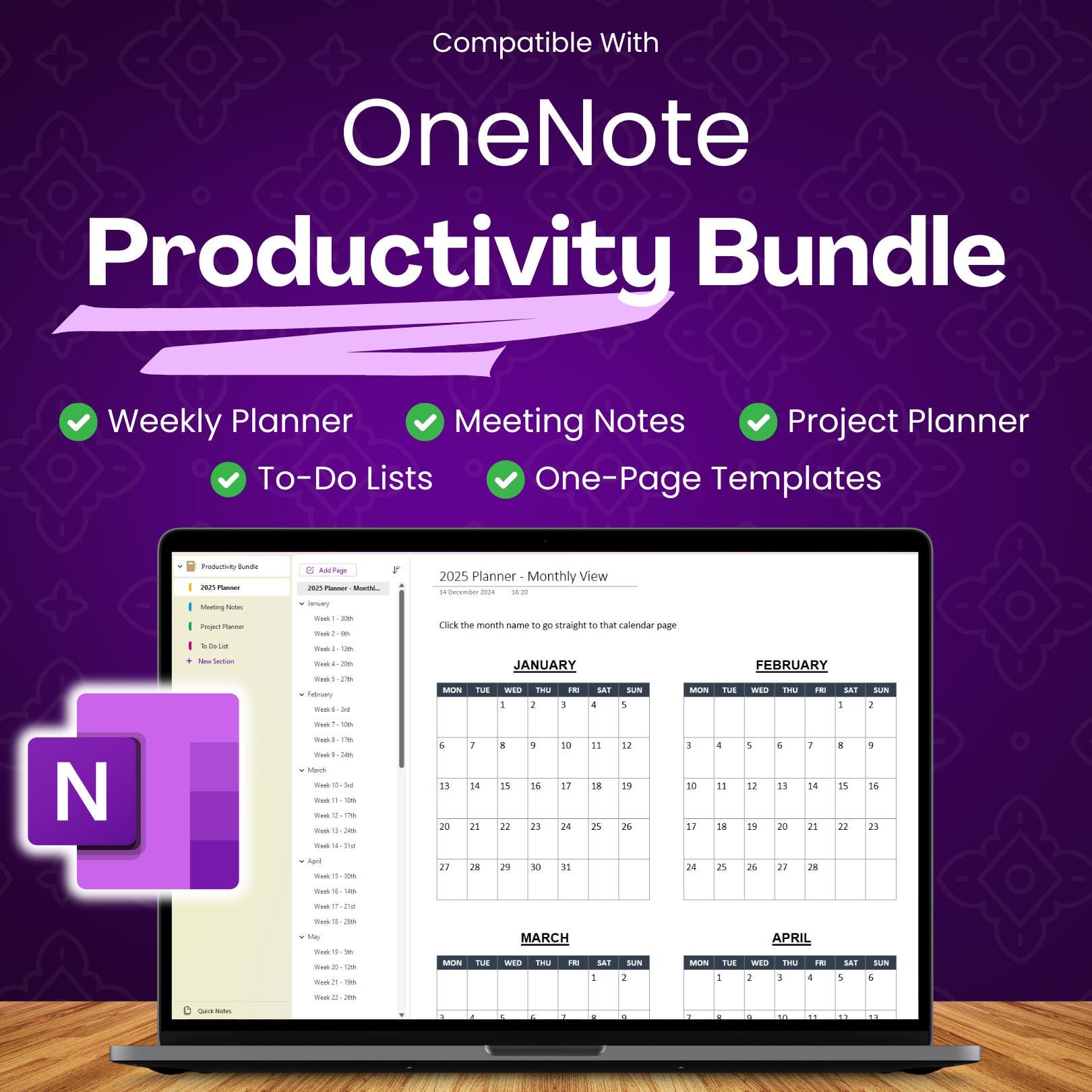 Onenote Productivity Templates Bundle | Onenote Planner | Onenote ...