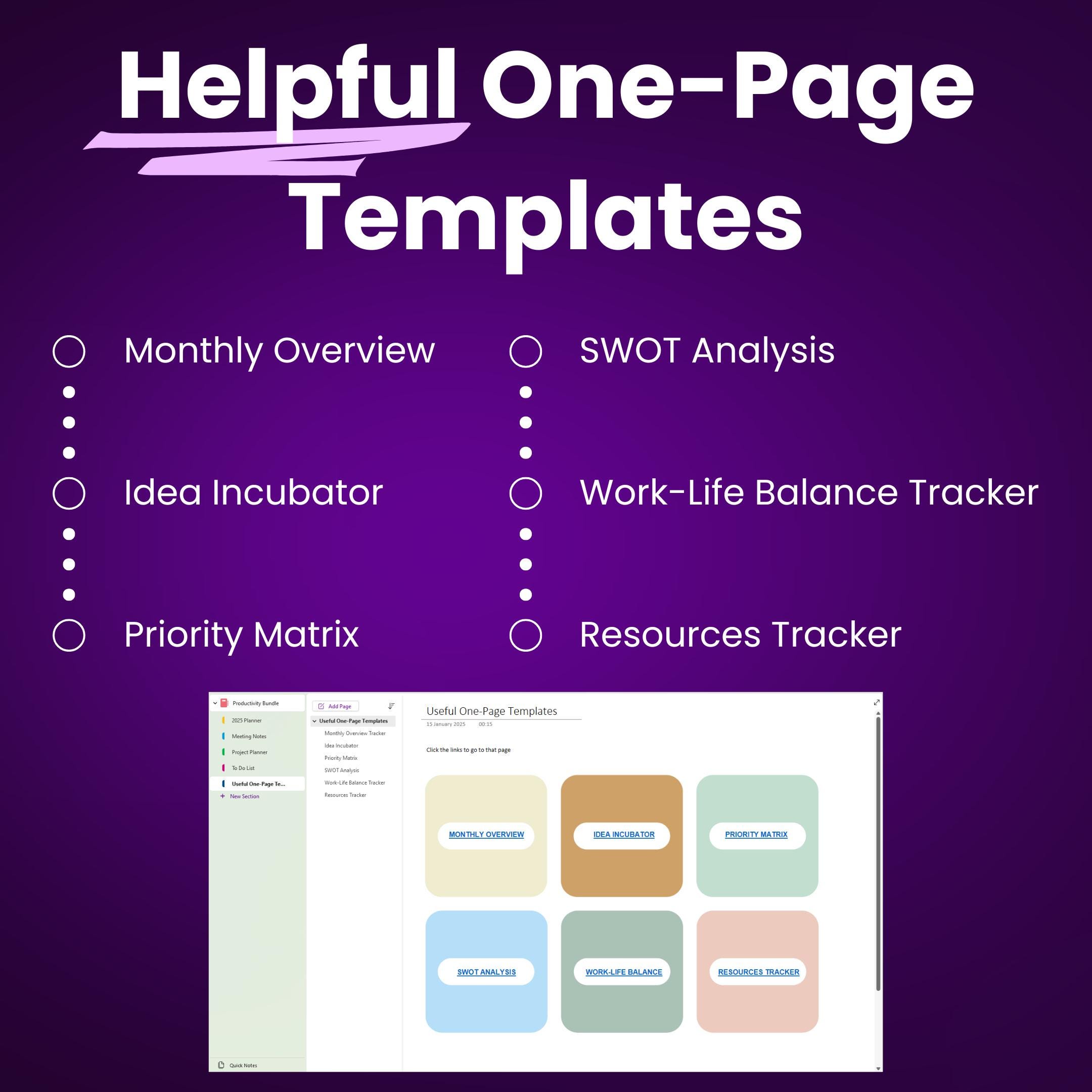 Onenote Productivity Templates Bundle | Onenote 2026 Digital Planner ...