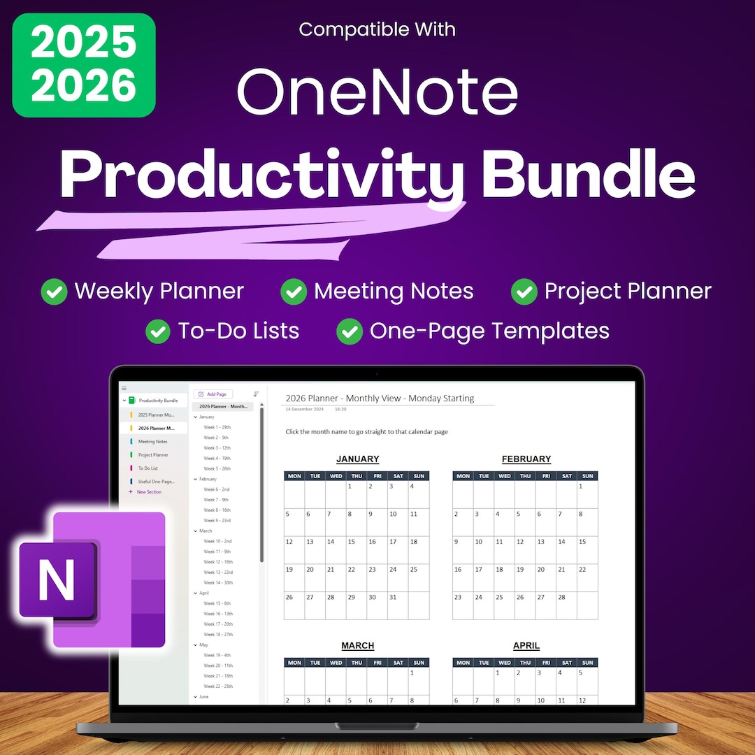 Onenote Productivity Templates Bundle | Onenote Planner | Onenote ...