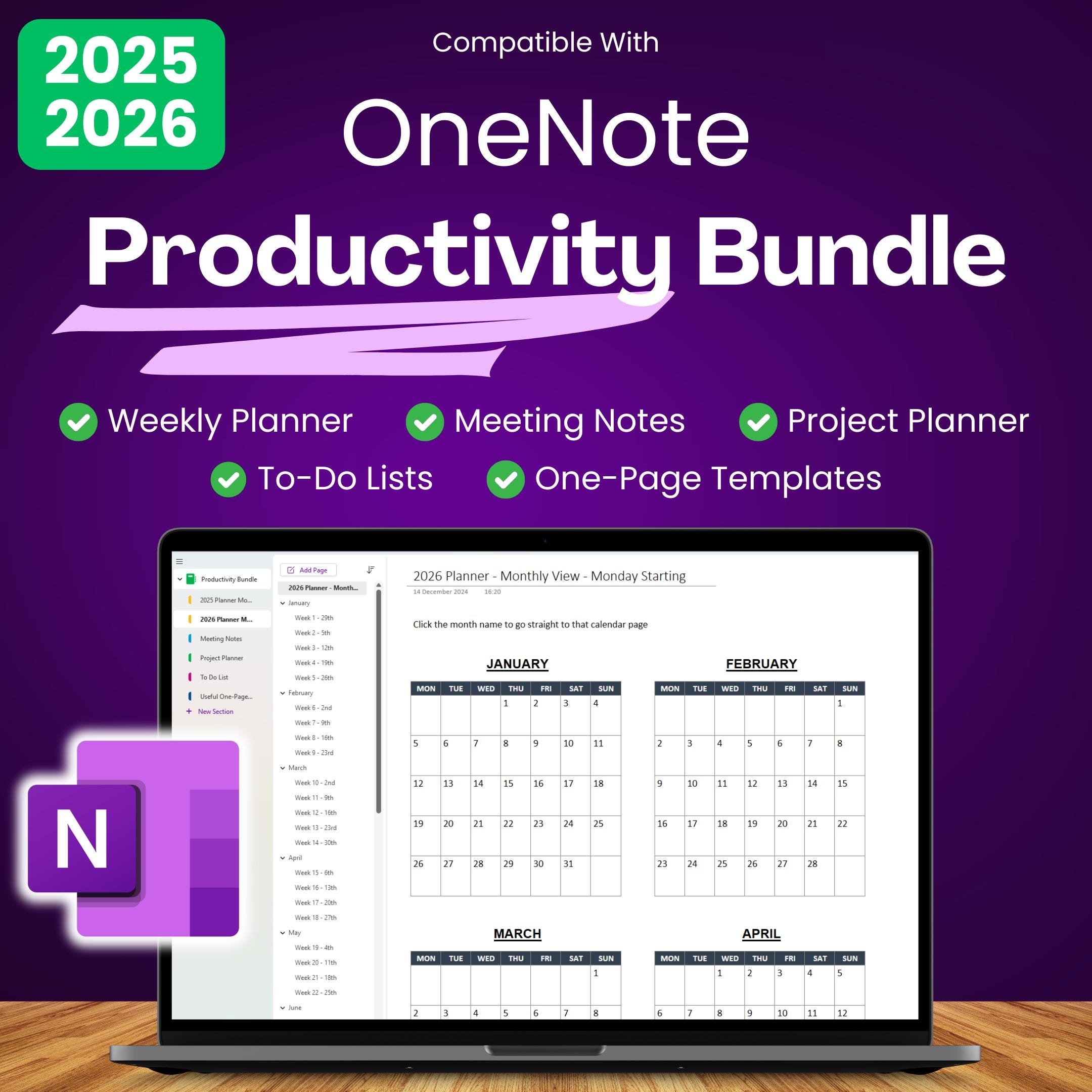 Onenote Productivity Templates Bundle | Onenote Planner | Onenote ...
