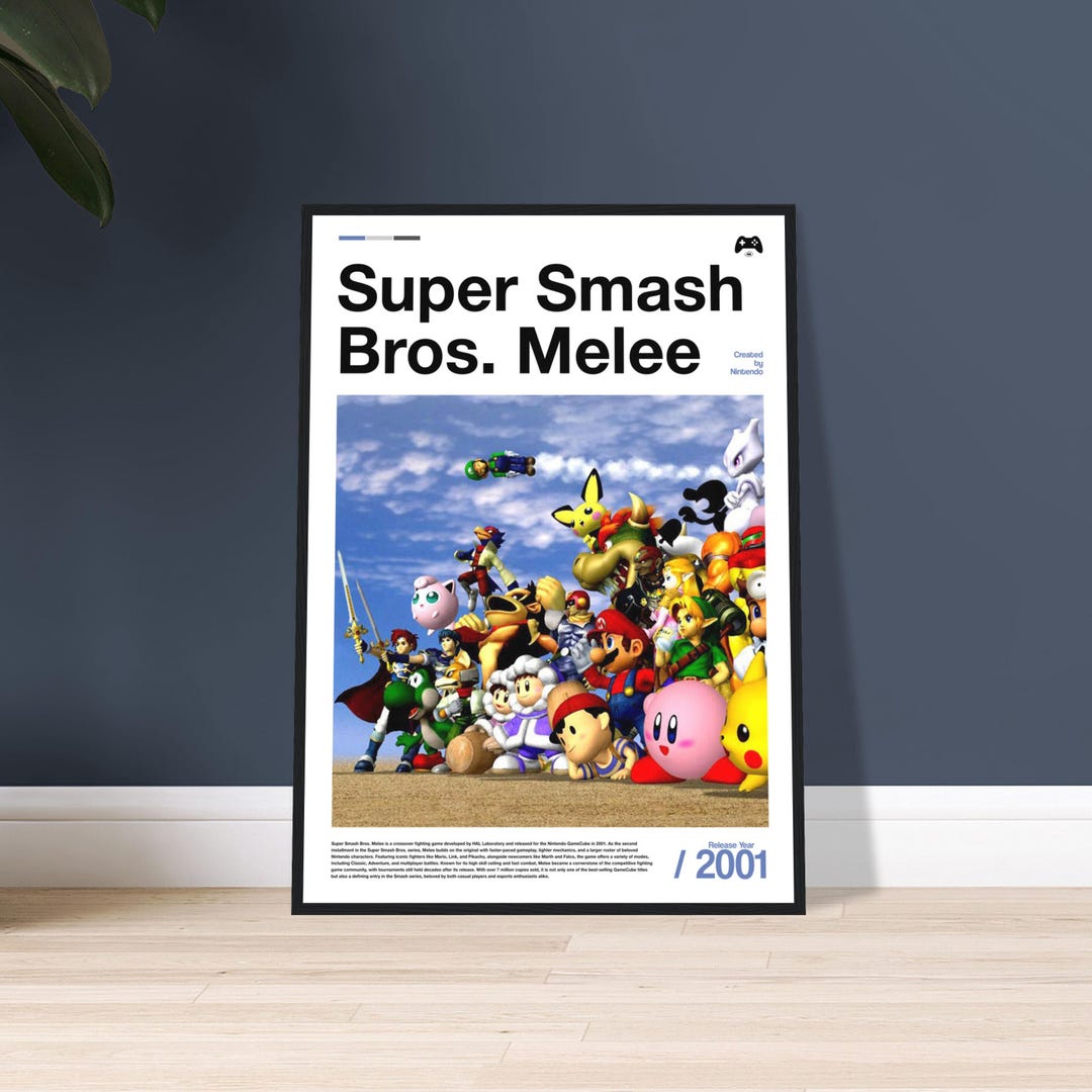 Super Smash Bros Melee Gaming Poster, Melee Art, Smash Bros Wall Art ...