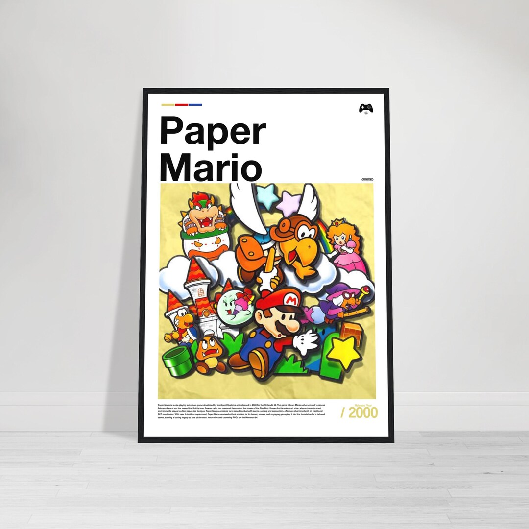 Paper Mario Gaming Poster, Paper Mario Print, Gaming Room Poster ...