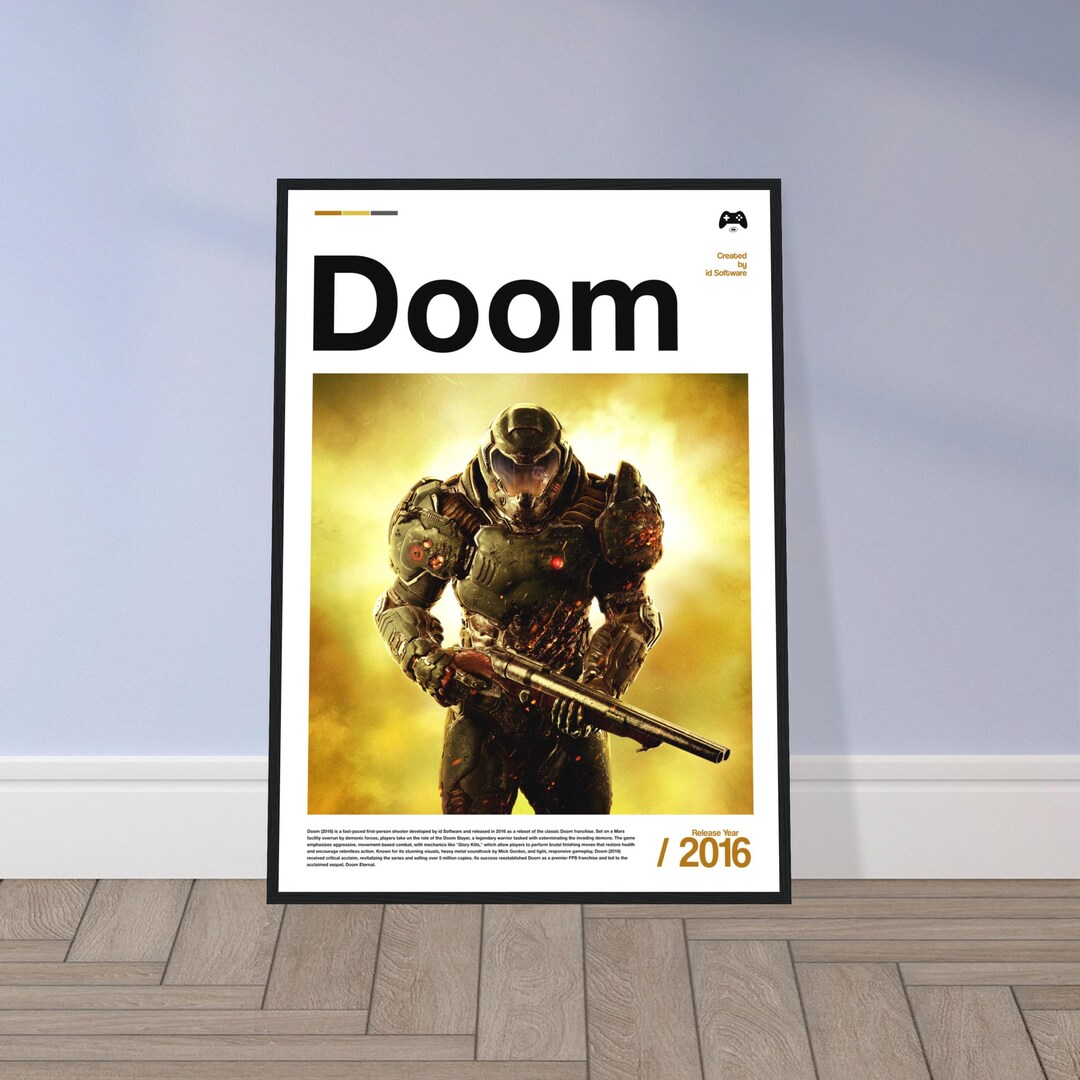 Doom Poster, Doom Print, Gaming Room Poster, Gaming Wall Poster, Retro ...