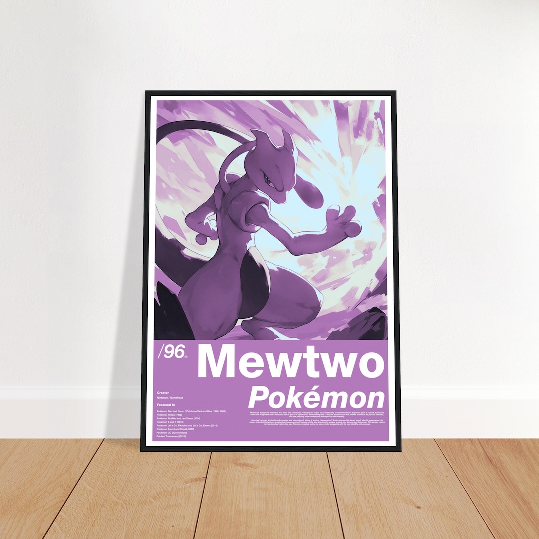 Mewtwo Poster, Mewtwo Print, Pokemon Poster, Gaming Room Poster, Gaming ...