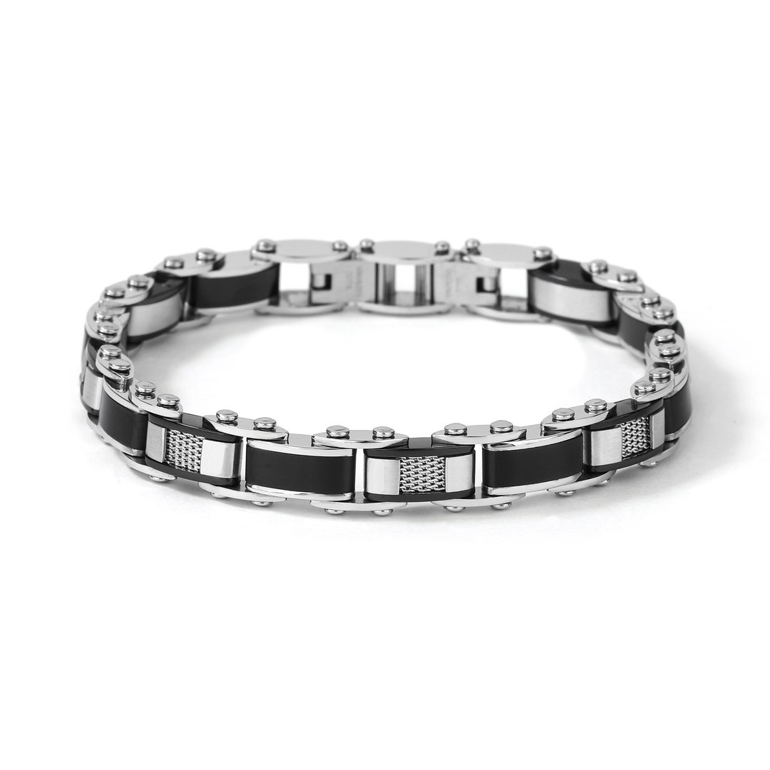316L Stainless Steel Men's Reversible Bracelet Gift for Him Metal-g ...