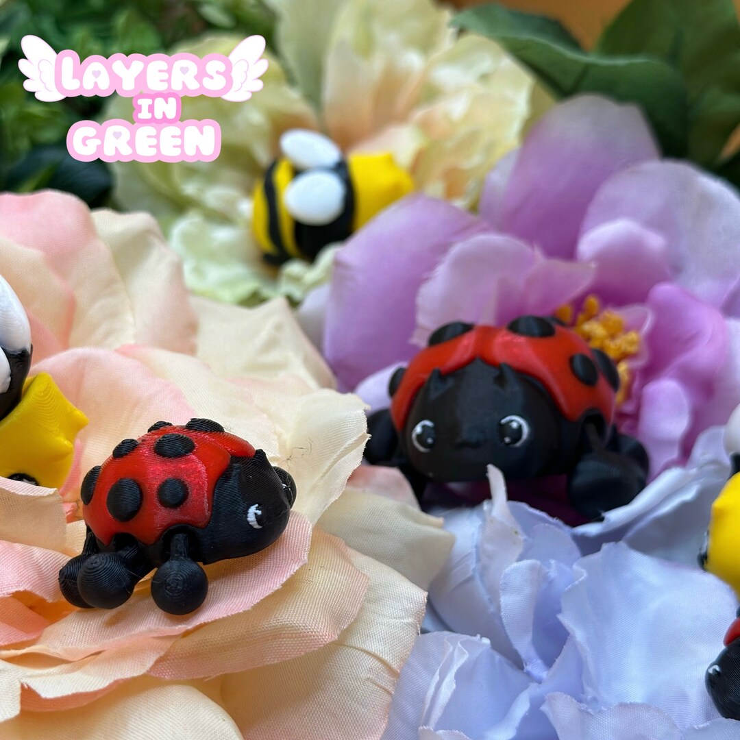 Cute Articulating 3D Printed Lady Bug, Insect, Beetle, Nature, Fidget ...