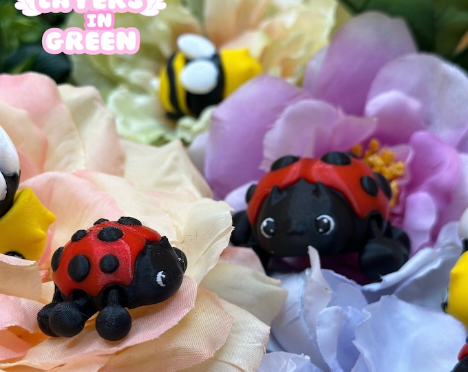 Cute Articulating 3D Printed Lady Bug, Insect, Beetle, Nature, Fidget ...