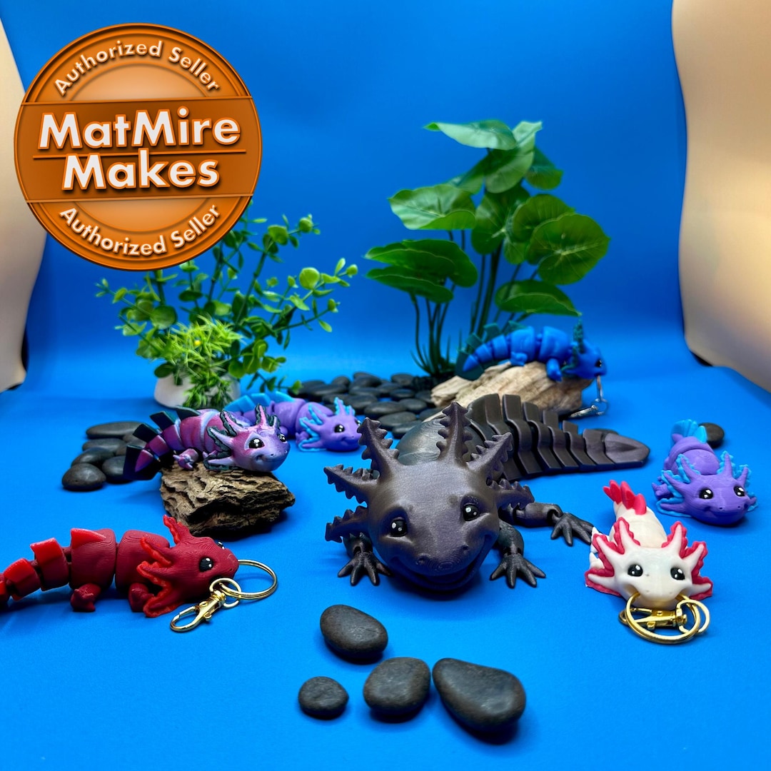 3D Printed Articulated Axolotl Toys – Mini and Regular Sizes - Etsy