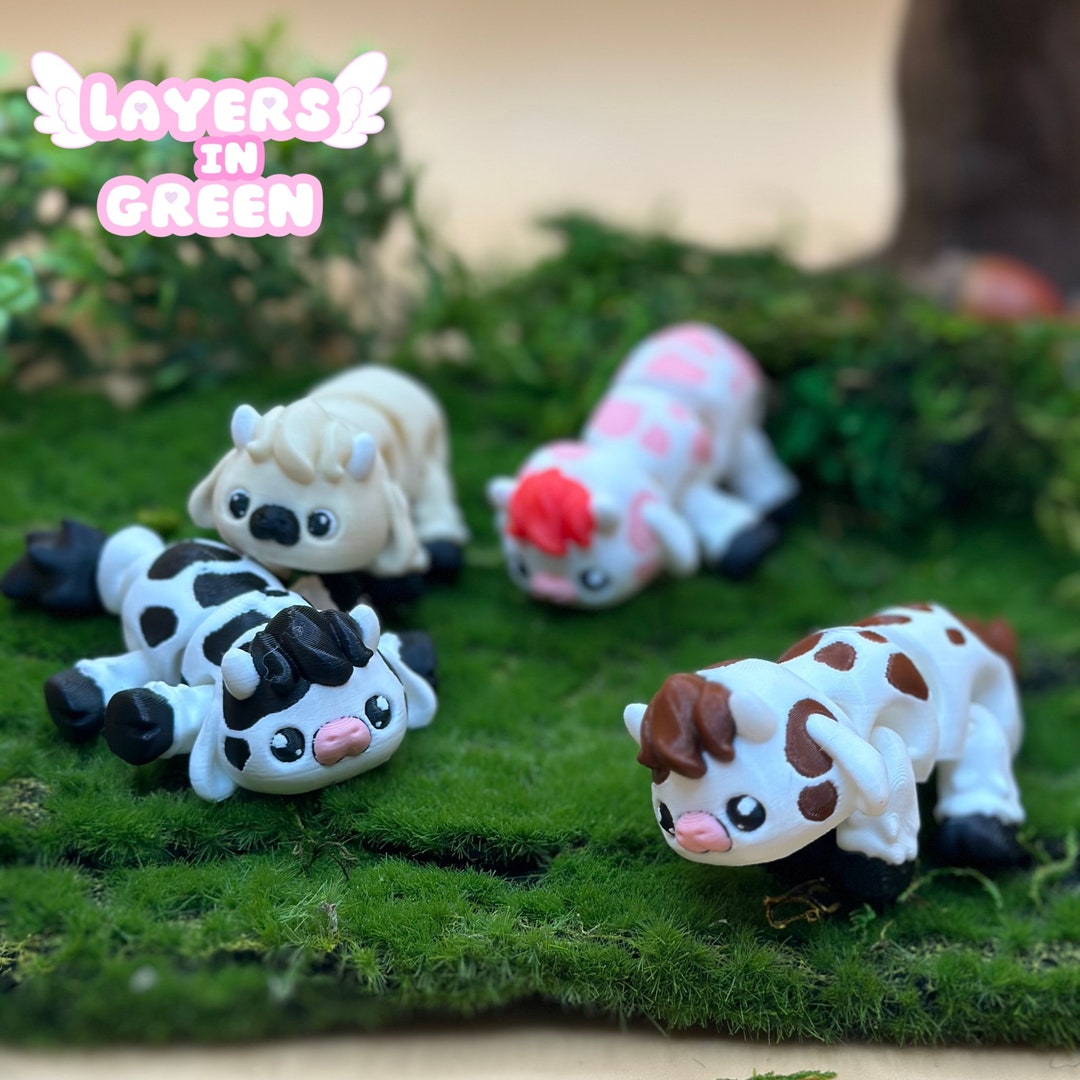 Cute 3D Printed Cow Flexi Fidget Figurine - Authorized Seller - Etsy