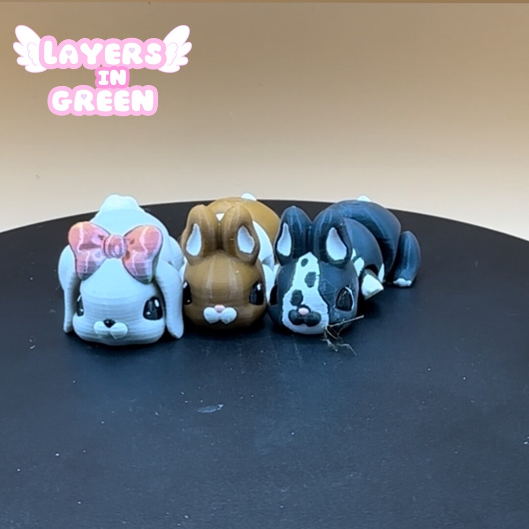 Cute 3D Printed Bunny Flexi Fidget Figurine Easter Rabbit- Authorized ...