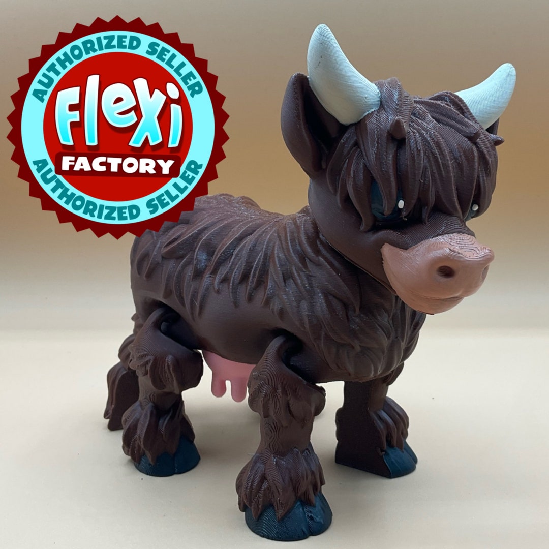 Quirky Highland Cow Toy, Mini Farm Toy, Articulating Toy, 3D Printed ...