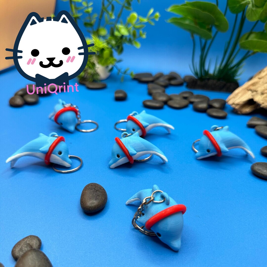 3D Printed Dolphin Keychain 2 Dolphin Jumping Through a Hoop - Etsy