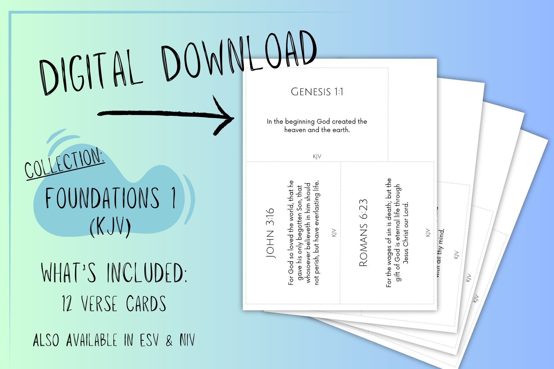 Printable KJV Bible Verses, Foundations 1, Bible Time, Scripture Memory ...
