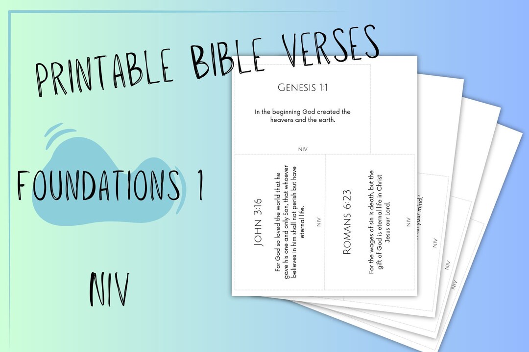 Printable NIV Bible Verses, Foundations 1, Bible Time, Scripture Memory ...