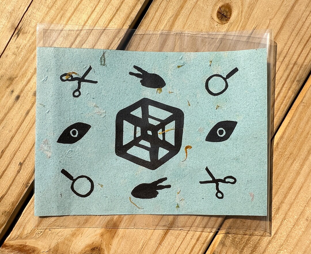 Linocut Print tesseract unframed - Etsy