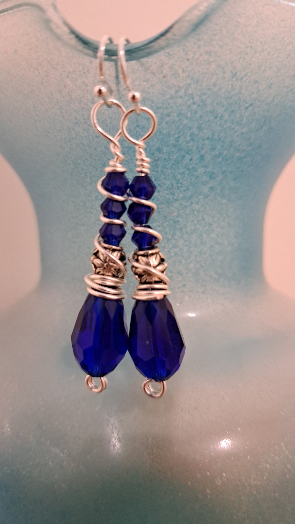Cobalt Blue: Stunning Contrast of Blue Teardrop and Tiny Crystal Glass ...