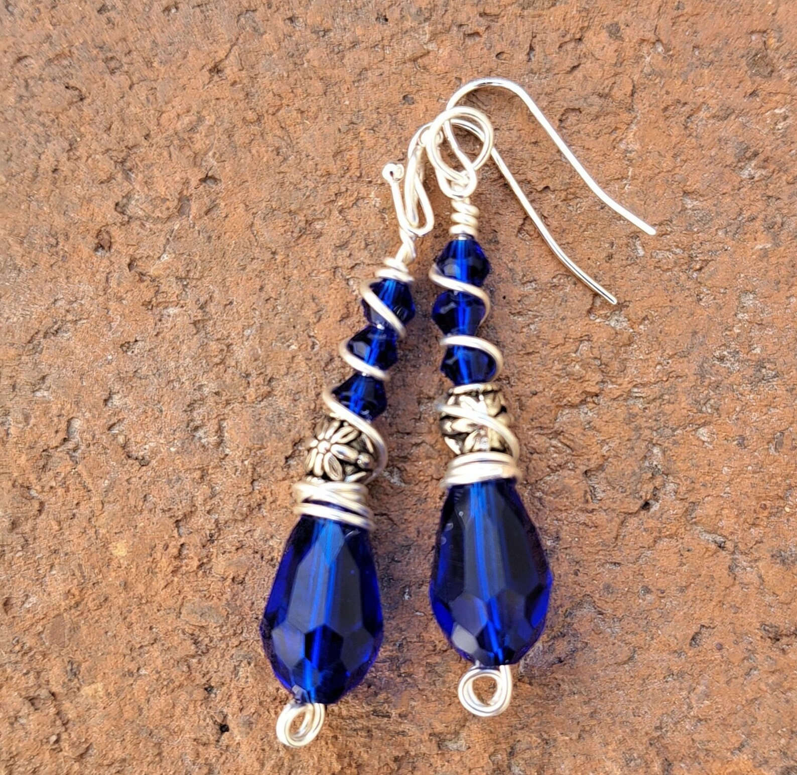 Cobalt Blue: Stunning Contrast of Blue Teardrop and Tiny Crystal Glass ...