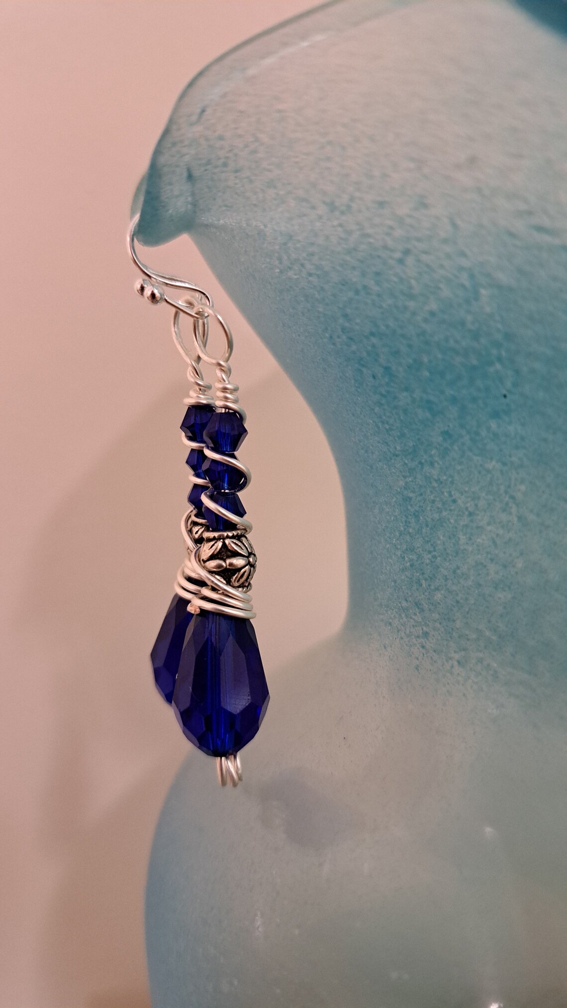 Cobalt Blue: Stunning Contrast of Blue Teardrop and Tiny Crystal Glass ...