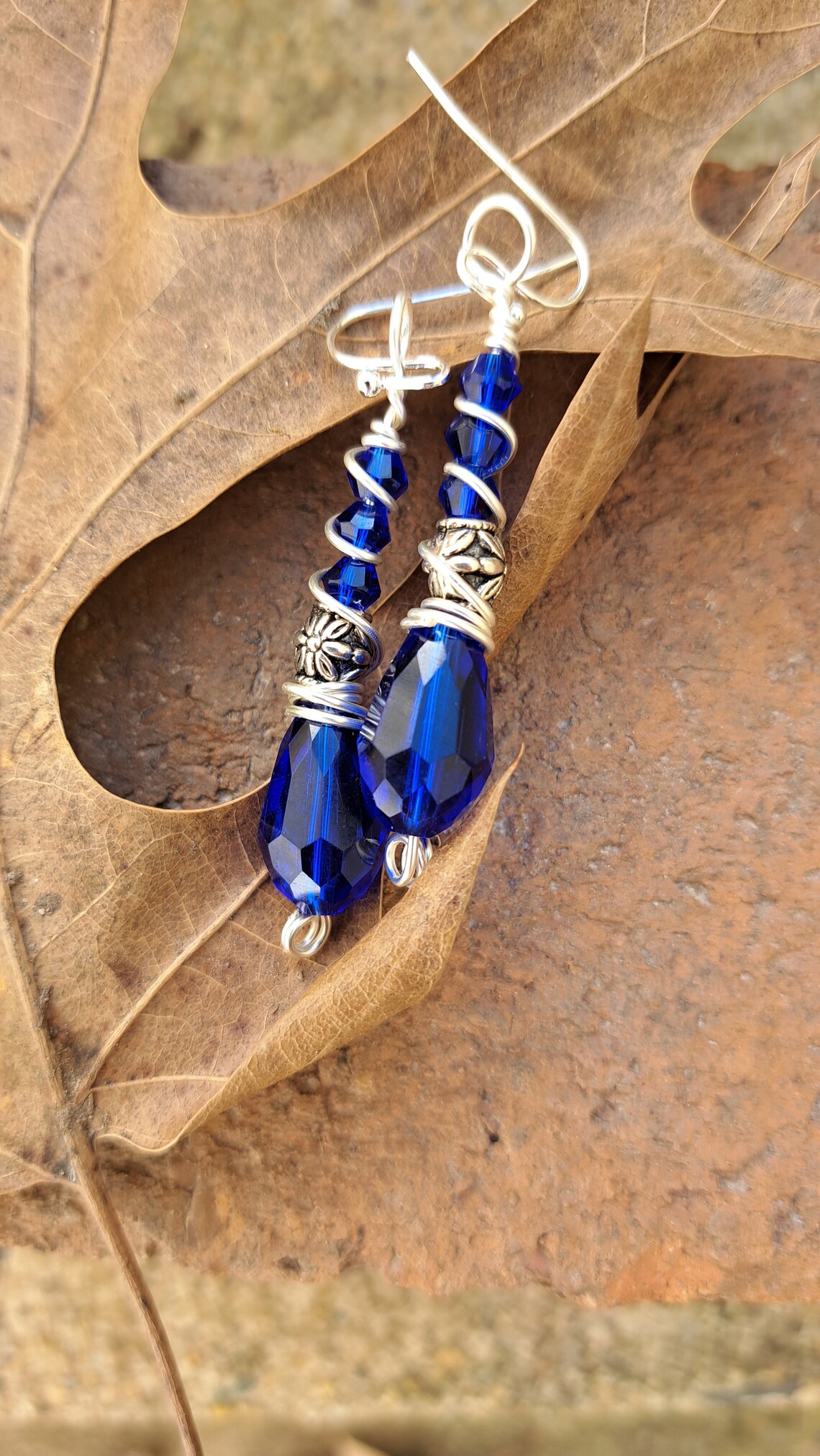 Cobalt Blue: Stunning Contrast of Blue Teardrop and Tiny Crystal Glass ...