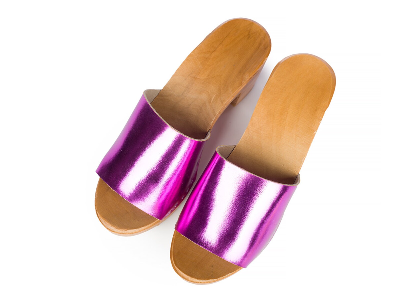 Pink Clogs, Metalic Color Women Clogs, High Heel Sandals, Platform Flip ...