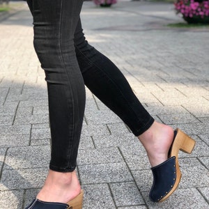 Women's Suede Platform High Heel Clogs Sandals Closed Toe Leather Shoes ...