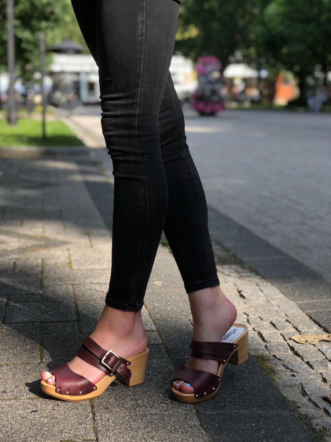 Wooden Women's Summer Strappy Heeled Sandals With Open Toe Clog Sandals ...