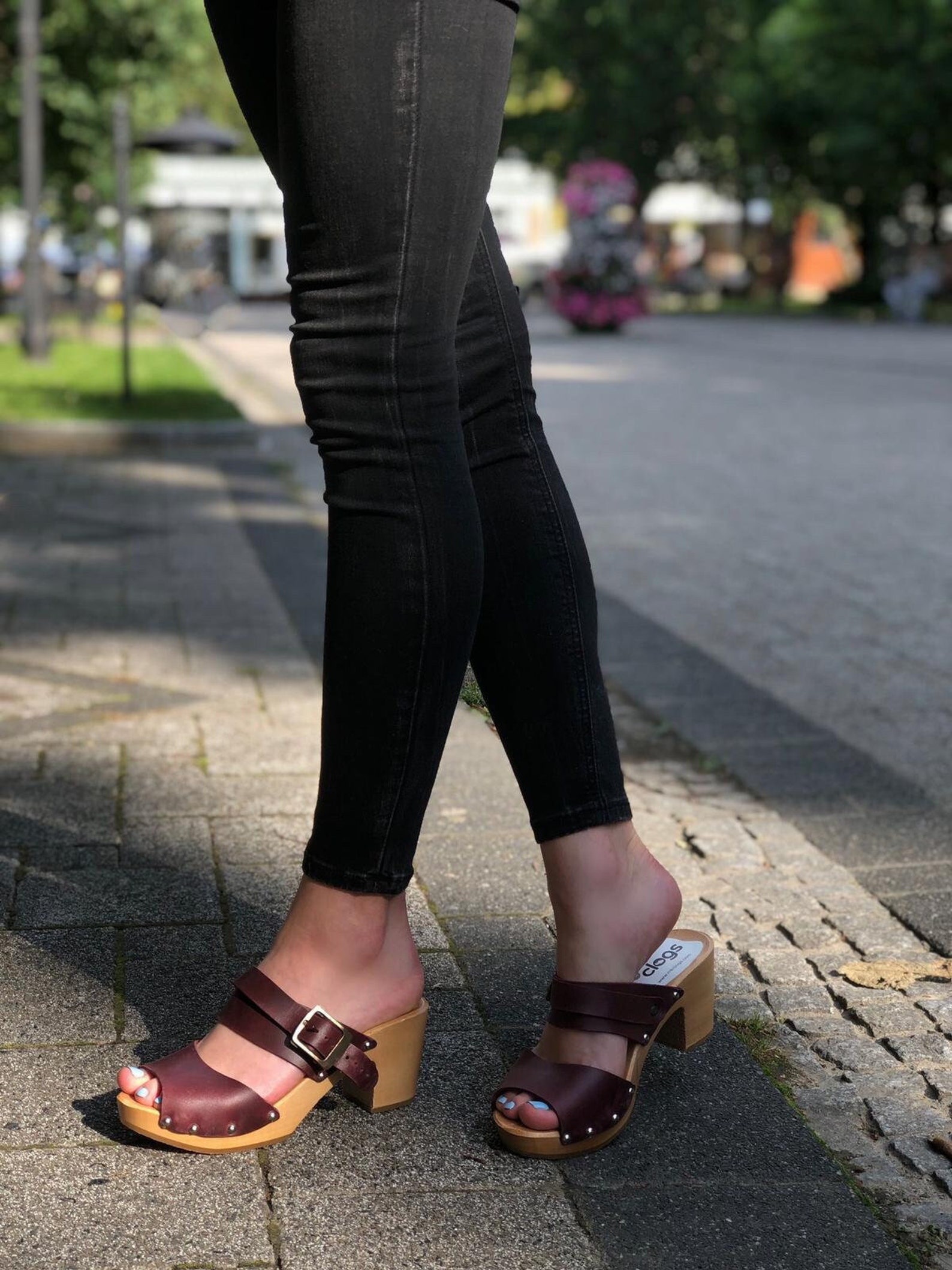 Strappy Heeled Sandals, Black Platform Sandals, High Heel Clogs, High ...