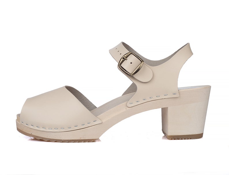 White High Heel Clogs, Women's High Heel Mules, Handmade Clogs, Narrow ...