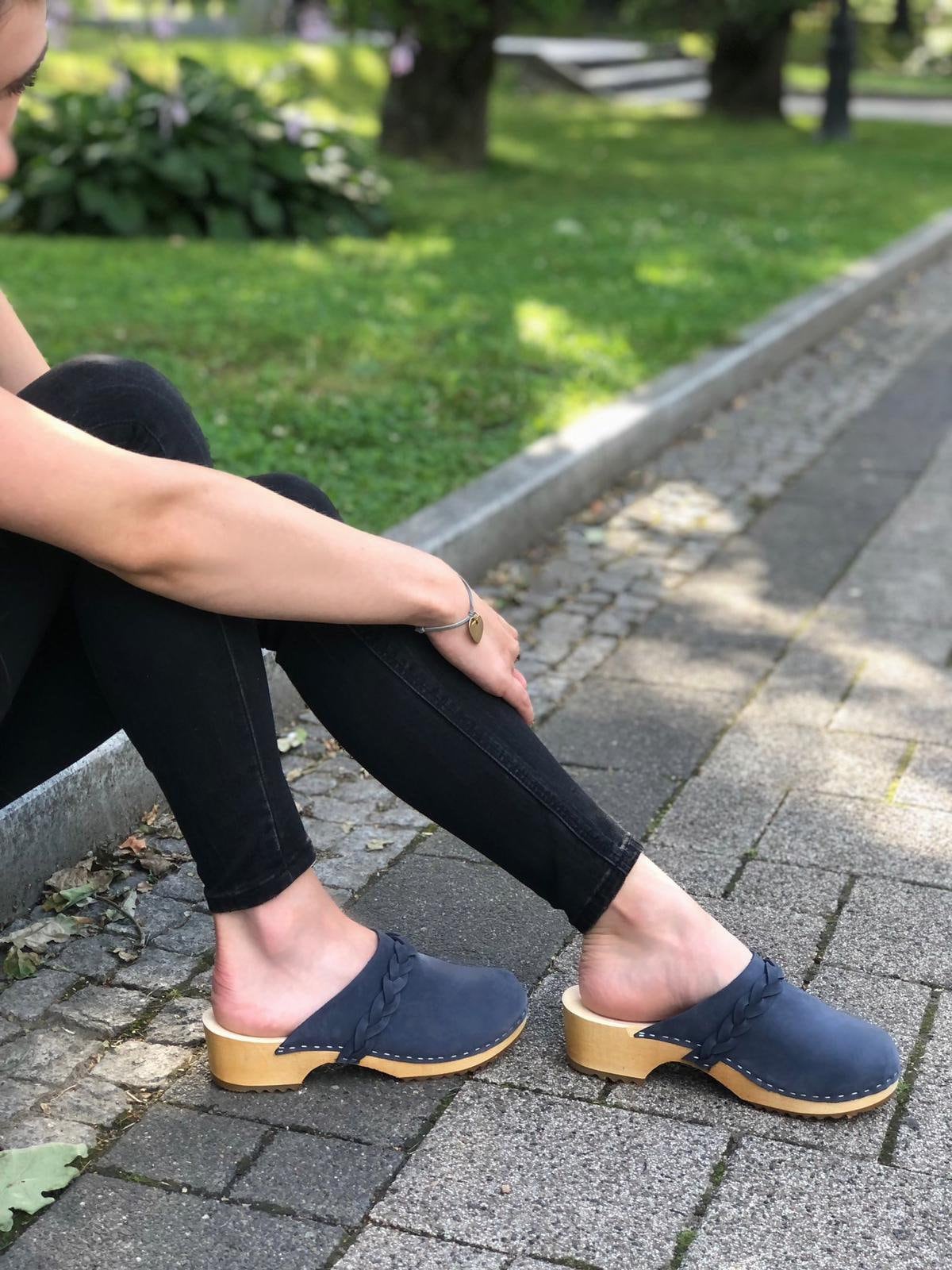 Leather Clogs With a Braid, Handmade Orthopedic Clogs, Swedish Clogs ...