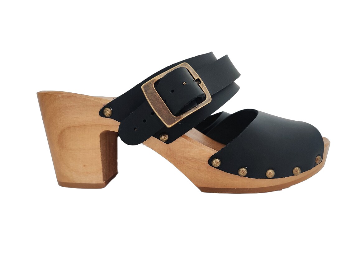 Strappy Heeled Sandals, Black Platform Sandals, High Heel Clogs, High ...