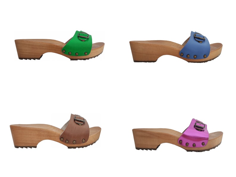 Open Toe Clogs, Red Sandals, Wood Clogs, Red Dots Mules, Platform Flip ...