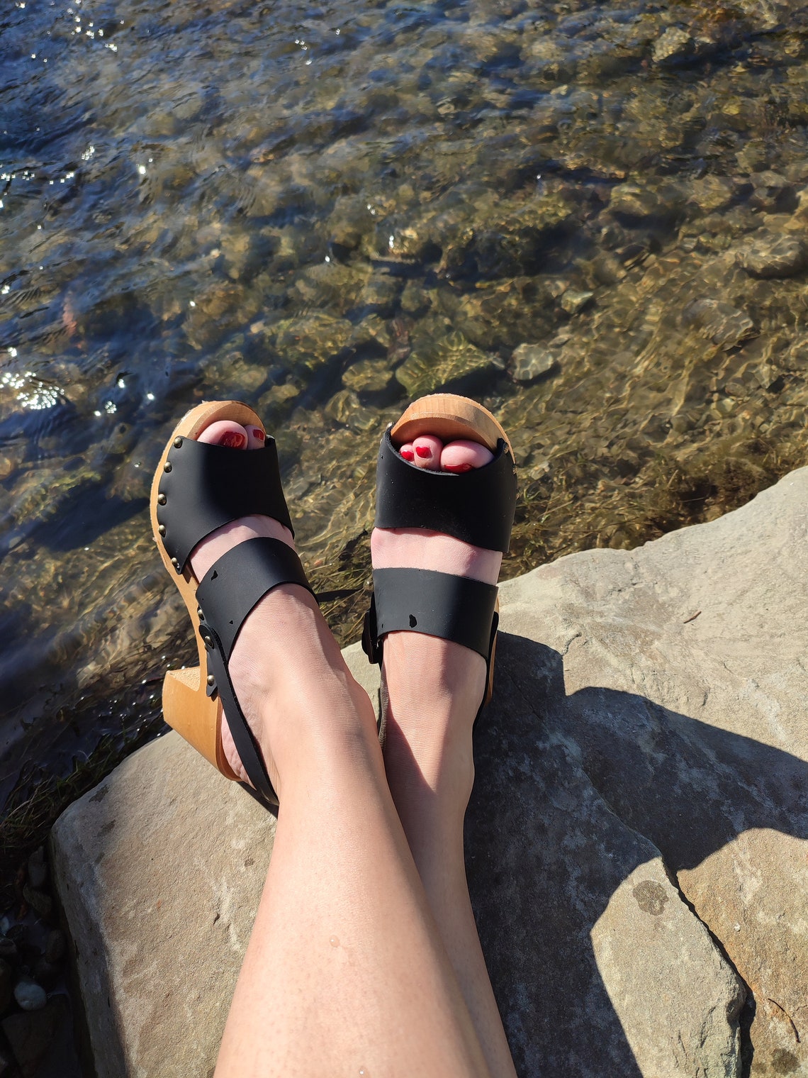 Strappy Heeled Sandals, Black Platform Sandals, High Heel Clogs, High ...