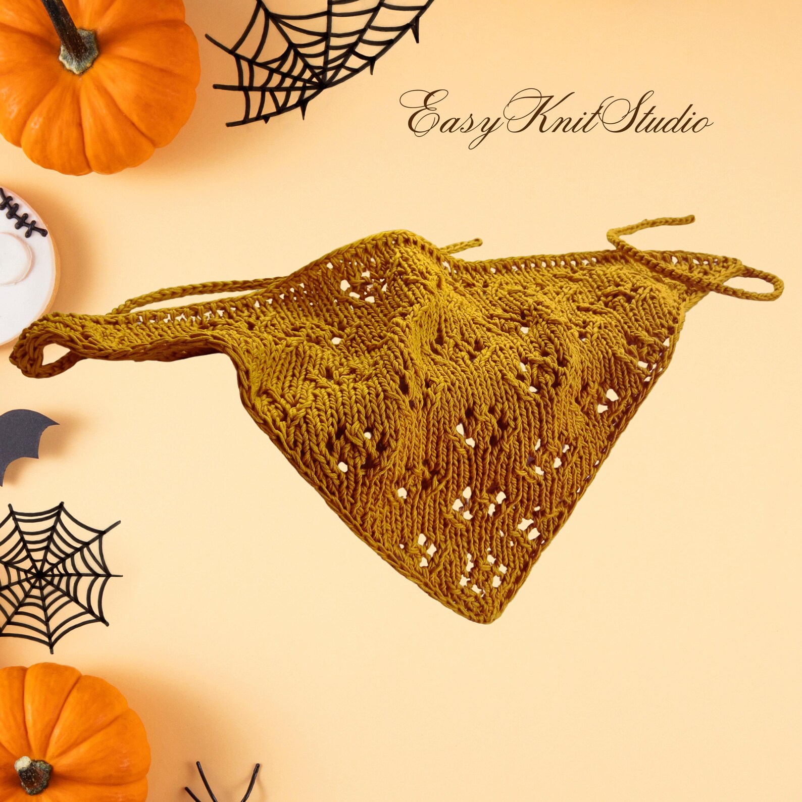 70s Boho Kerchief Knitting Pattern PDF - Retro Hair Scarf, Triangle ...