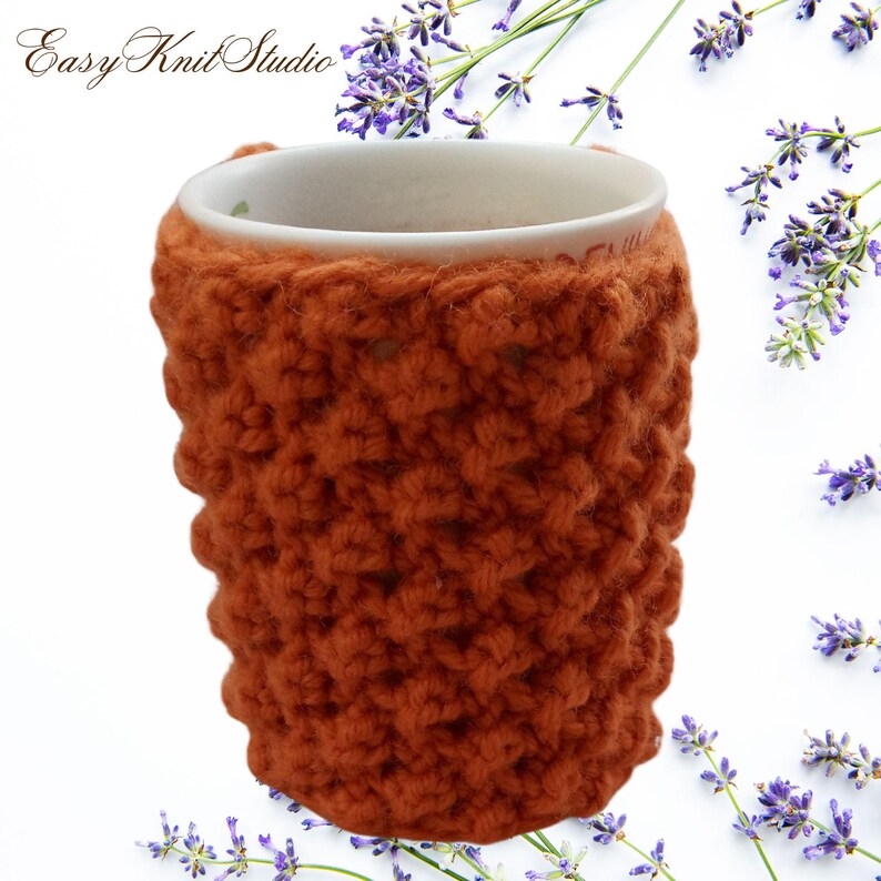 Mug Wrap Simple Knitting Pattern - Gift for Mom, Easy Knitting Tutorial for Coffee Cozies ...