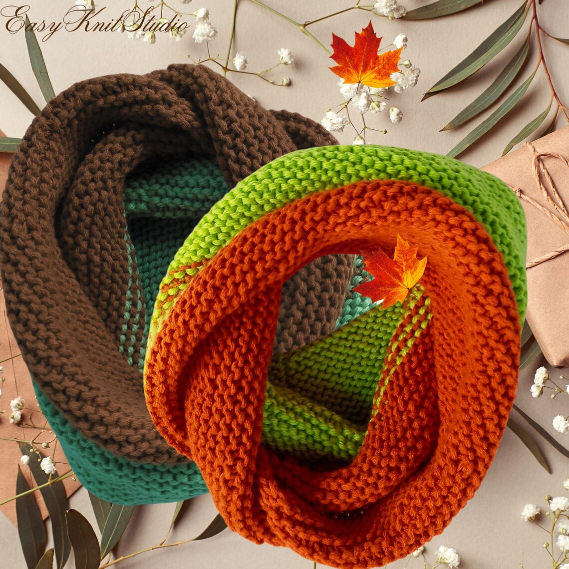 Easy Snood Neck Warmer Knitting Pattern - Gift for Mom, Cottage Core ...