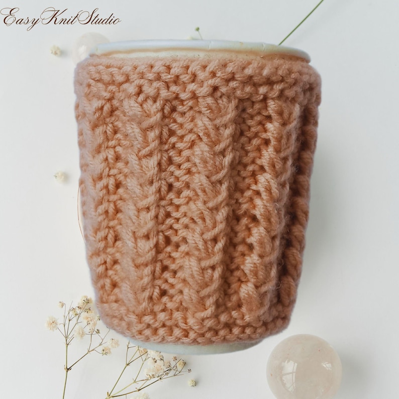 Mug Wrap Simple Knitting Patterns Instant Download, Easy Knit Tutorial for Coffee Cozies ...