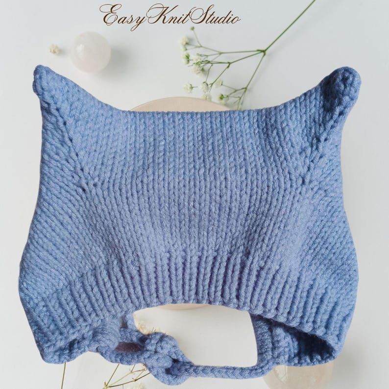 Easy Knit Kitty Ears Baby Bonnet Pattern - Do - It - Yourself, Knitted ...