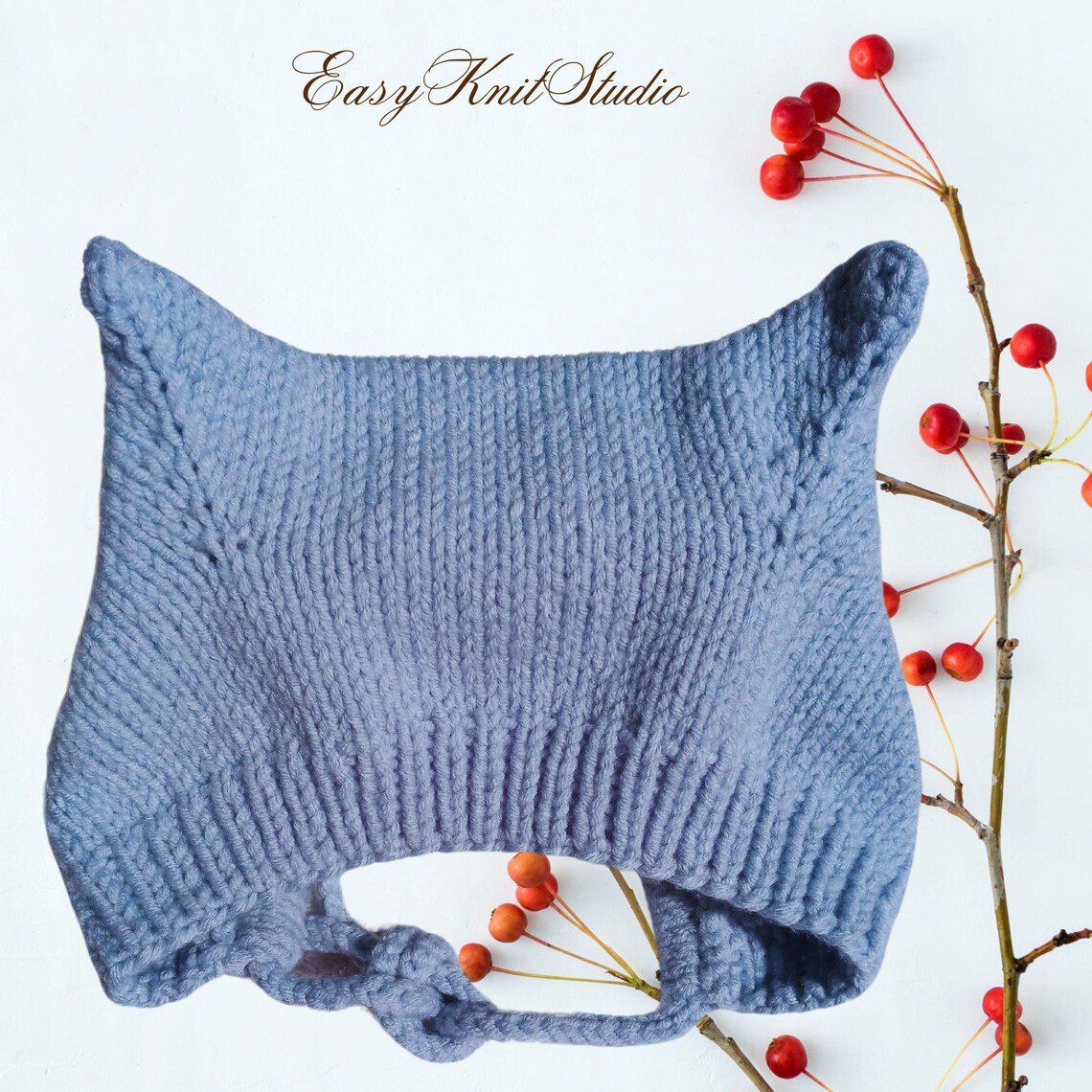 Easy Knit Kitty Ears Baby Bonnet Pattern - Do - It - Yourself, Knitted ...