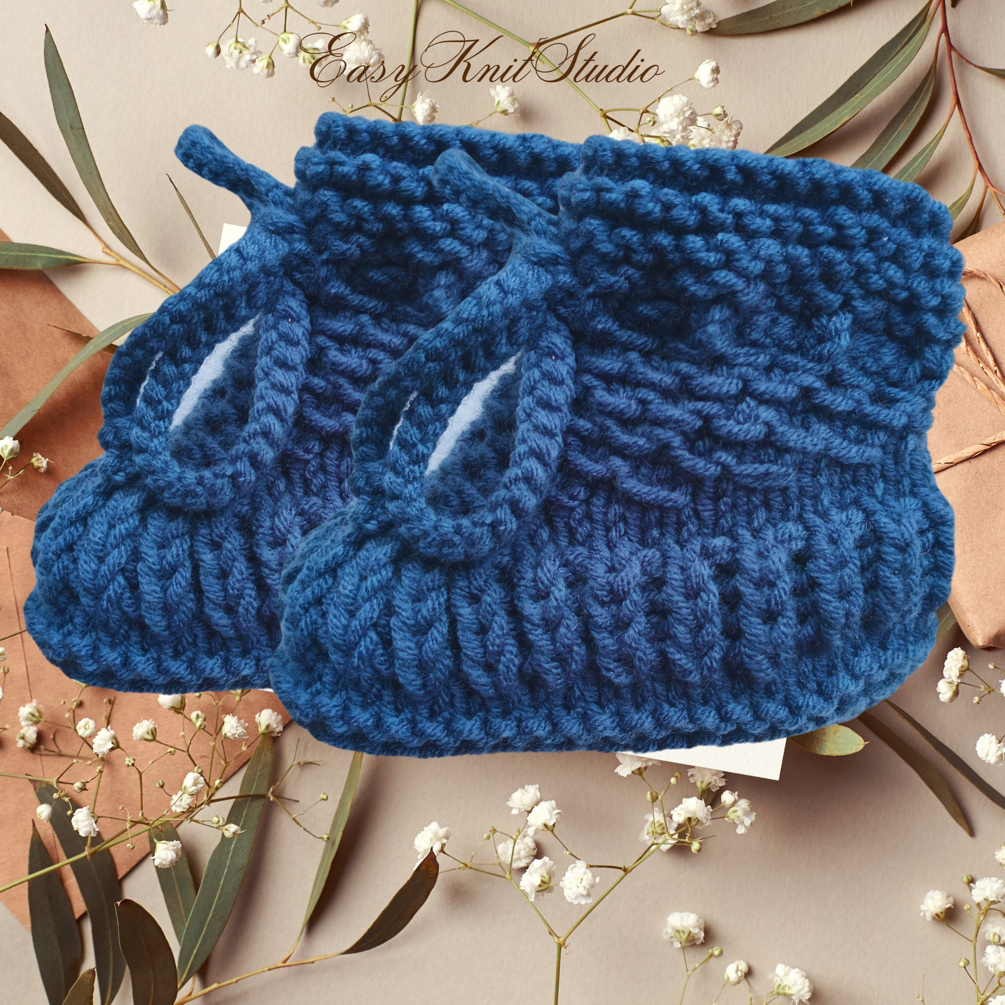 Easy Knit PDF Pattern Baby Booties, Circular Knitting Needles ...