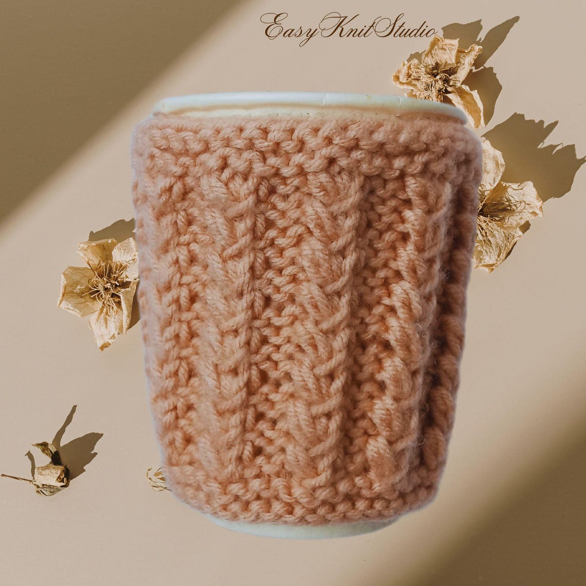Mug Wrap Simple Knitting Patterns Instant Download, Easy Knit Tutorial for Coffee Cozies ...