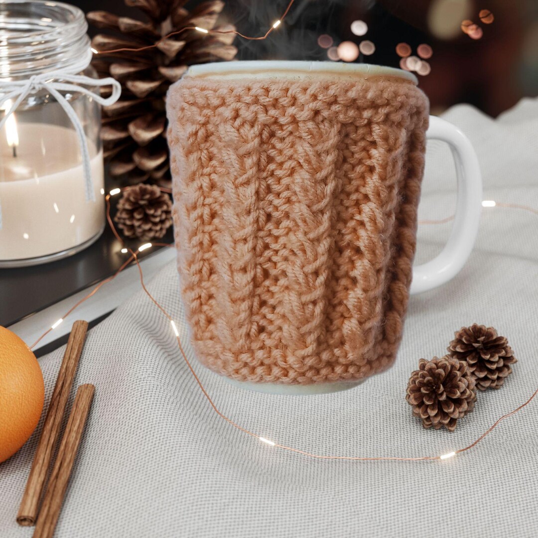 Mug Wrap Simple Knitting Patterns Instant Download, Easy Knit Tutorial ...